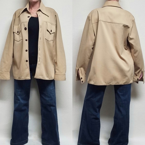 Vintage | Jackets & Coats | Vintage 7s Tan Ombre Stretchy Woven ...